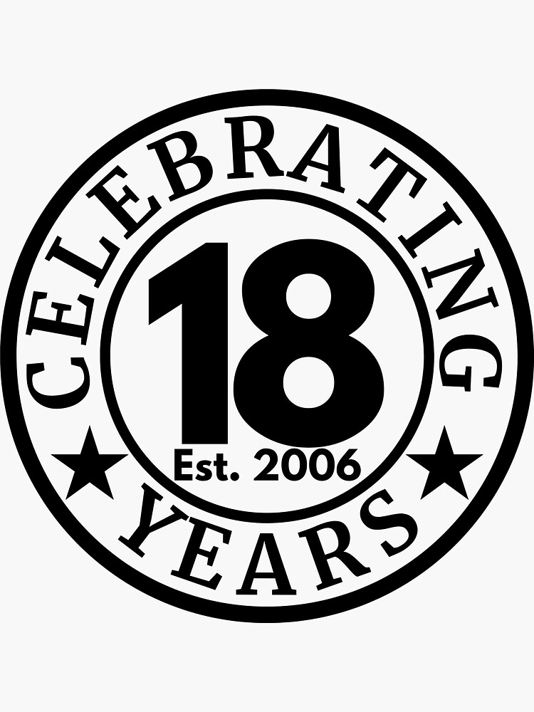 "Happy 18th Birthday - Established 2006 Celebration" Sticker for Sale ...