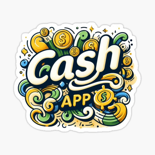 "Design for Cash App in calm colors and nice hand writing" Sticker for ...