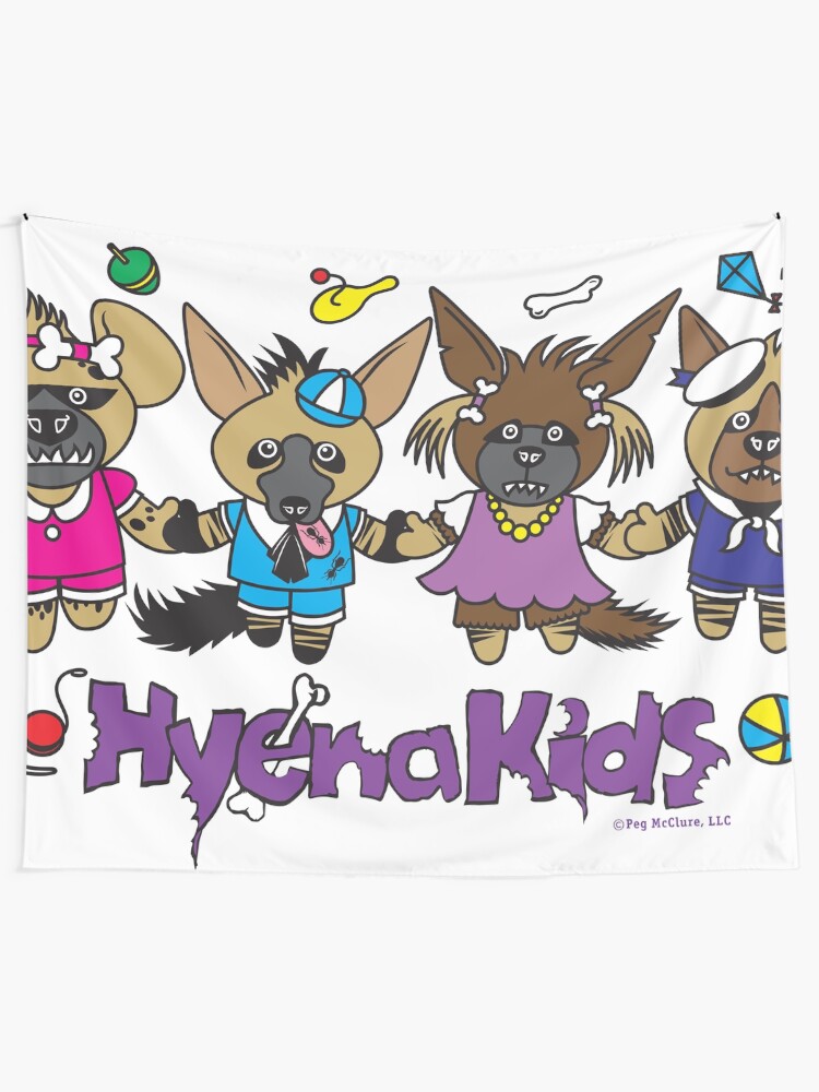 "Hyena Kids Dancing - on a sticker!" Tapestry for Sale by PegMcClureLLC ...