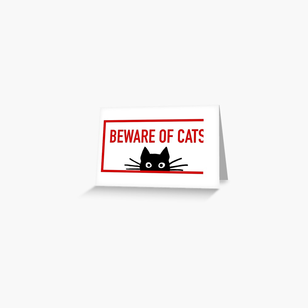 "BEWARE OF CATS Funny Warning Sign with Peeking Black Cat" Sticker for ...