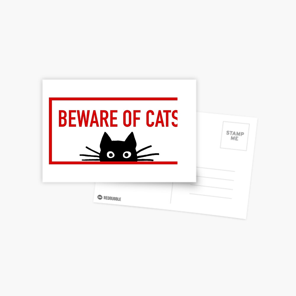 "BEWARE OF CATS Funny Warning Sign with Peeking Black Cat" Sticker for ...