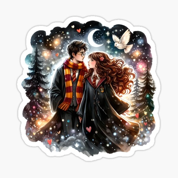 "Harry and Hermione fan art" Sticker for Sale by NadyaMichaels | Redbubble