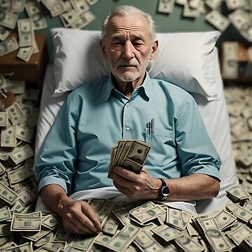 "Lonely Sick Old Man Surrounded By Money - Rich Or Poor" Sticker for ...