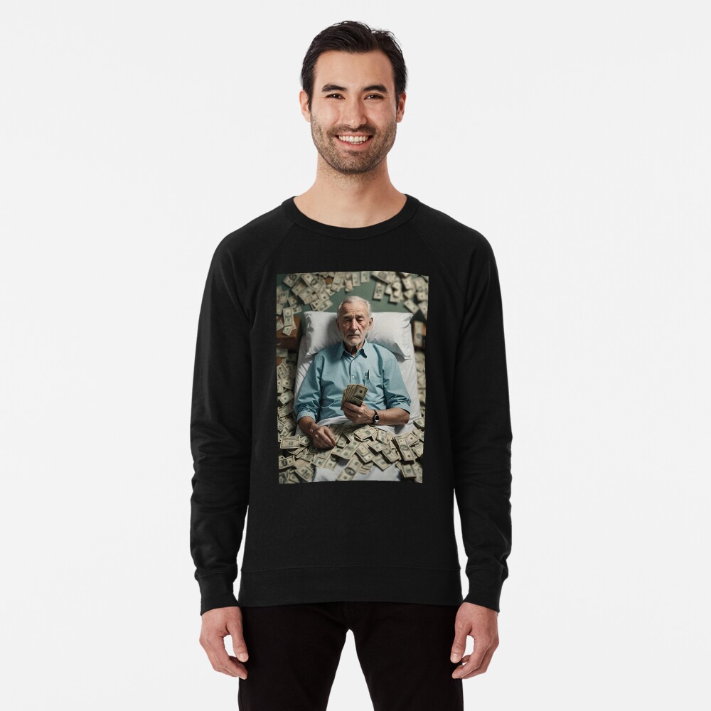 "Lonely Sick Old Man Surrounded By Money - Rich Or Poor" Sticker for ...