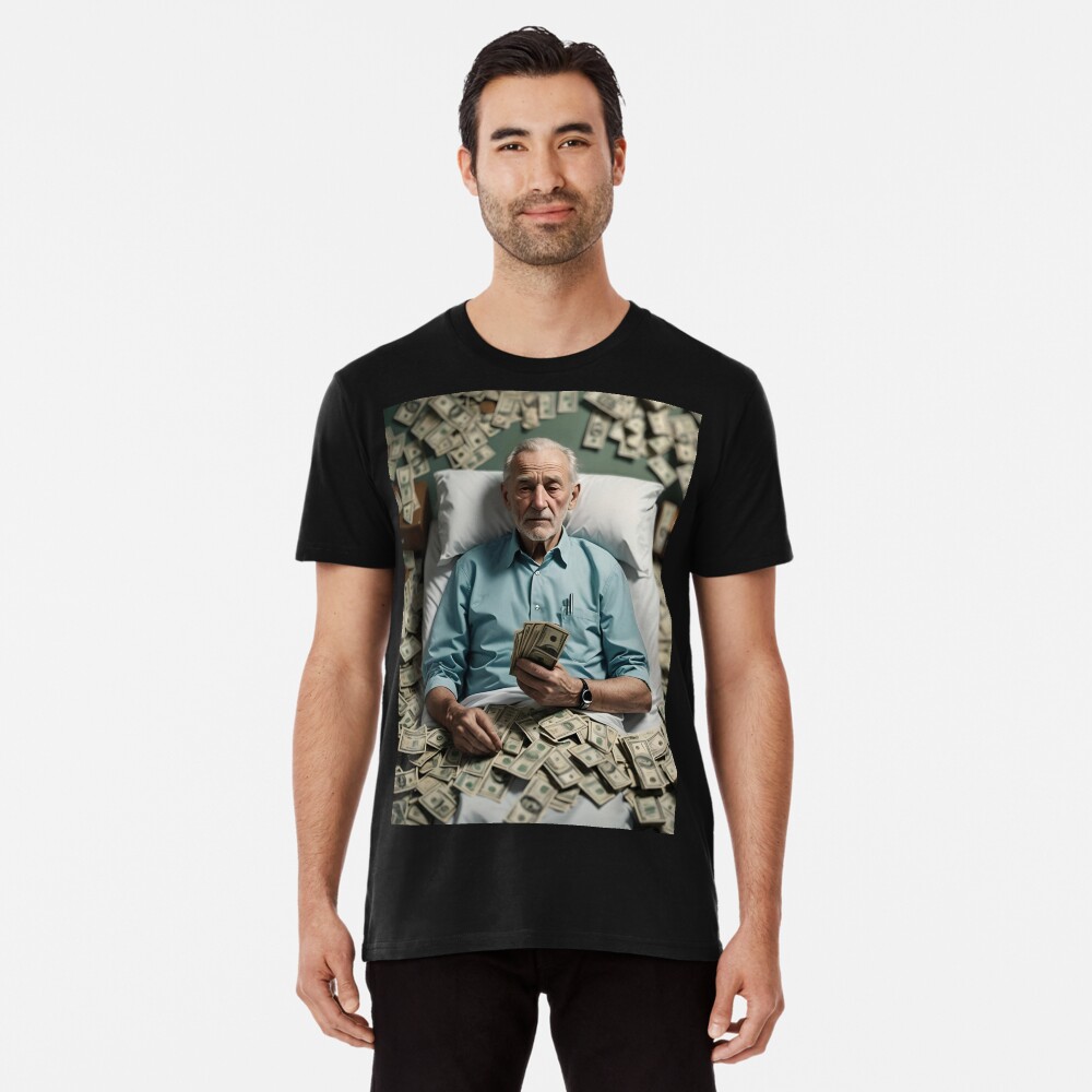 "Lonely Sick Old Man Surrounded By Money - Rich Or Poor" Sticker for ...