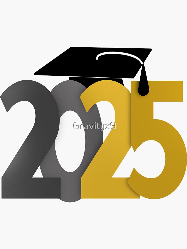"Bold Gold Class of 2025 Grad Cap" Sticker for Sale by Gravityx9 ...
