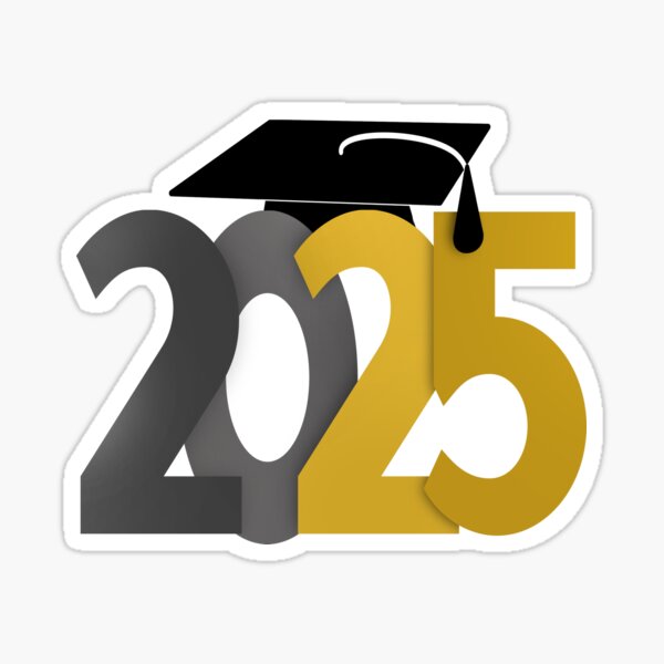 "Bold Gold Class of 2025 Grad Cap" Sticker for Sale by Gravityx9 ...