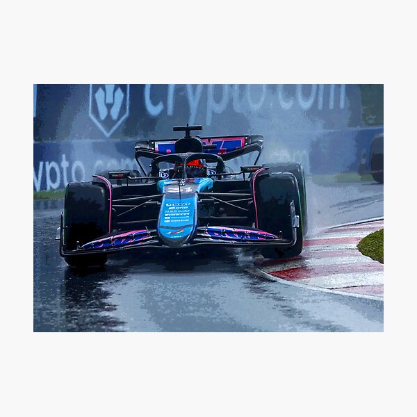 "Esteban Ocon racing in the rain in his 2024 F1 car during the Canadian ...