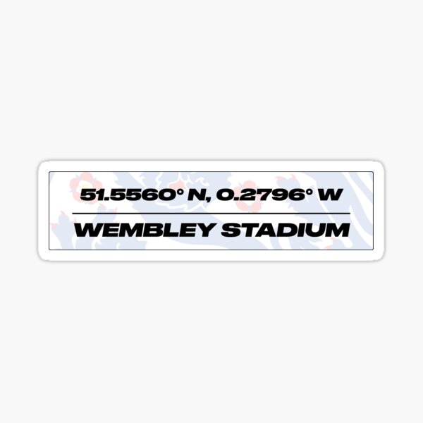 "England Football: Wembley Stadium Coordinates" Sticker for Sale by ...