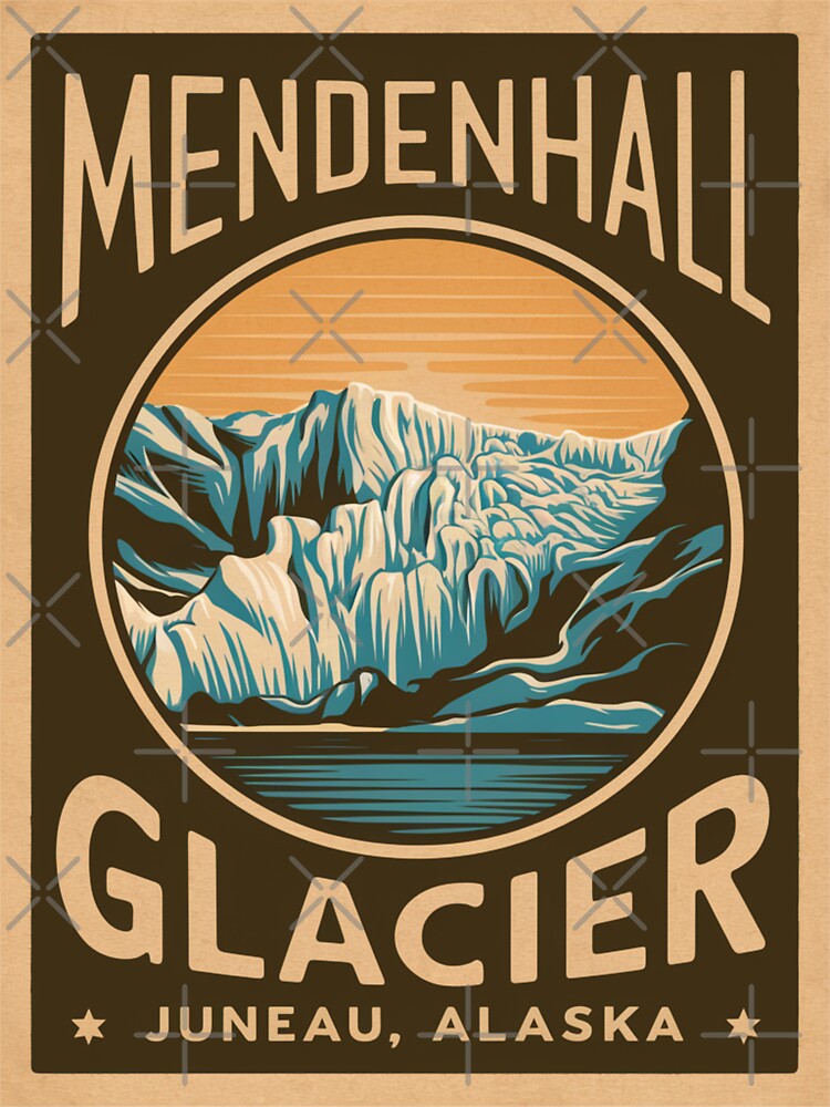 "Mendenhall Glacier Juneau Alaska Vintage Poster Design" Sticker for ...