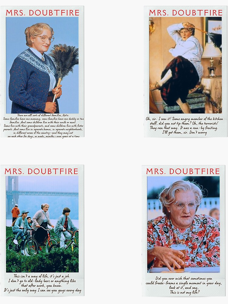 "Mrs Doubtfire Sticker Set / T Shirt" Sticker for Sale by DiverseDazzle ...