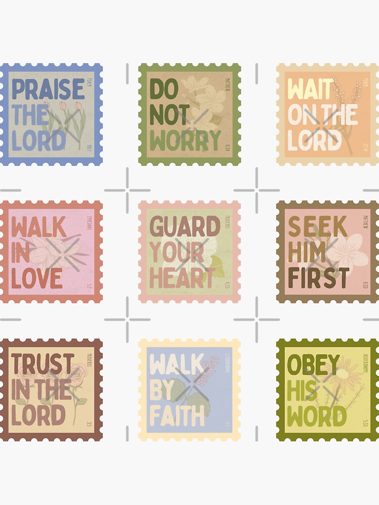 "Bible Verse Postage Stamp Set 3 v2.0" Sticker for Sale by yovelsnchz ...