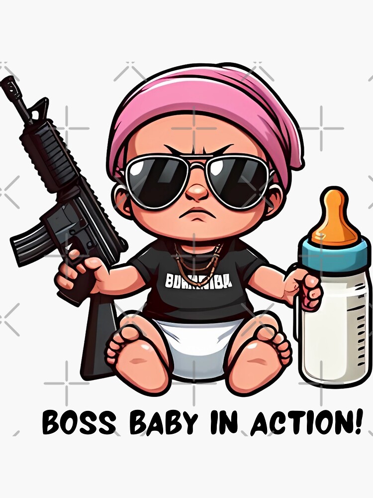 "Badass kid- Boss Baby in Action" Sticker for Sale by SereneMadcap ...