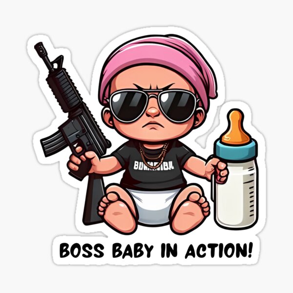 "Badass kid- Boss Baby in Action" Sticker for Sale by SereneMadcap ...