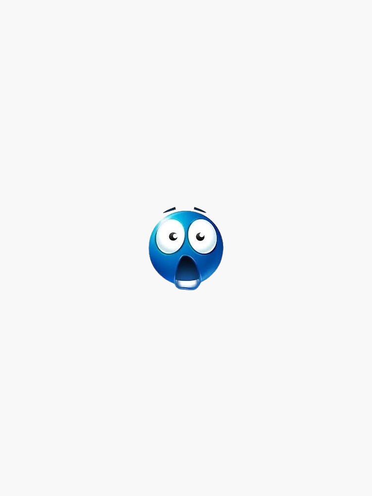 "Blue Emoji Shocked Face Meme " Sticker for Sale by booksandsundaes ...