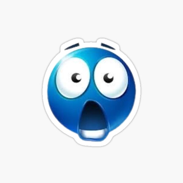 "Blue Emoji Shocked Face Meme " Sticker for Sale by booksandsundaes | Redbubble
