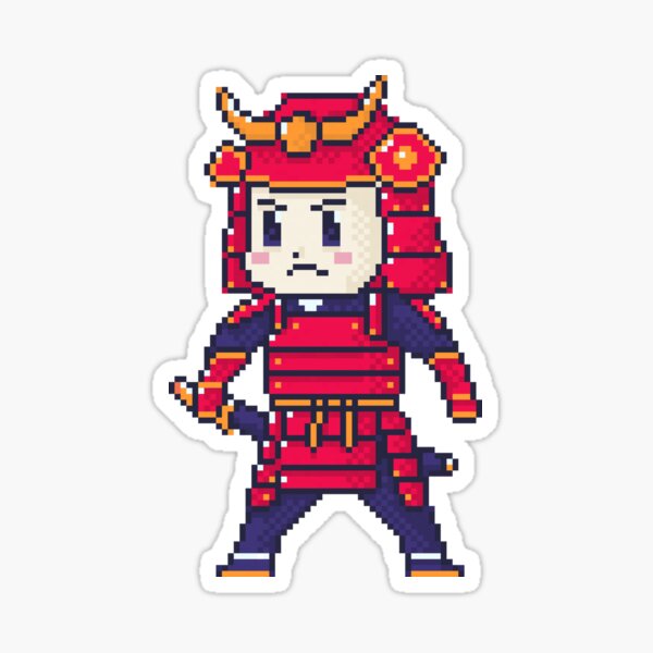 "Cute Chibi Samurai Pixel Art Illustration" Sticker for Sale by ...