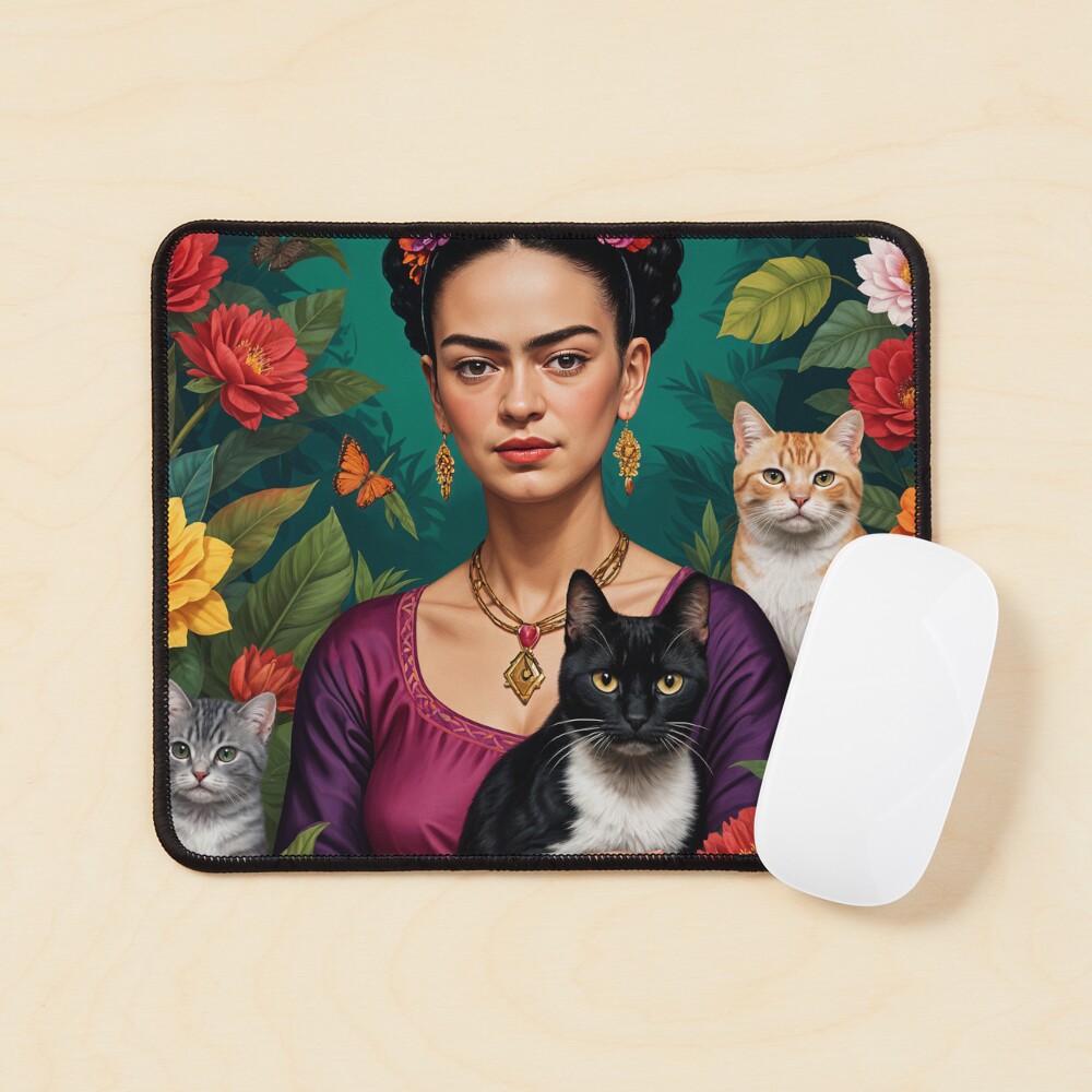 "Frida Kahlo flowers cats and kittens ,Frida Kahlo" Sticker for Sale by ...