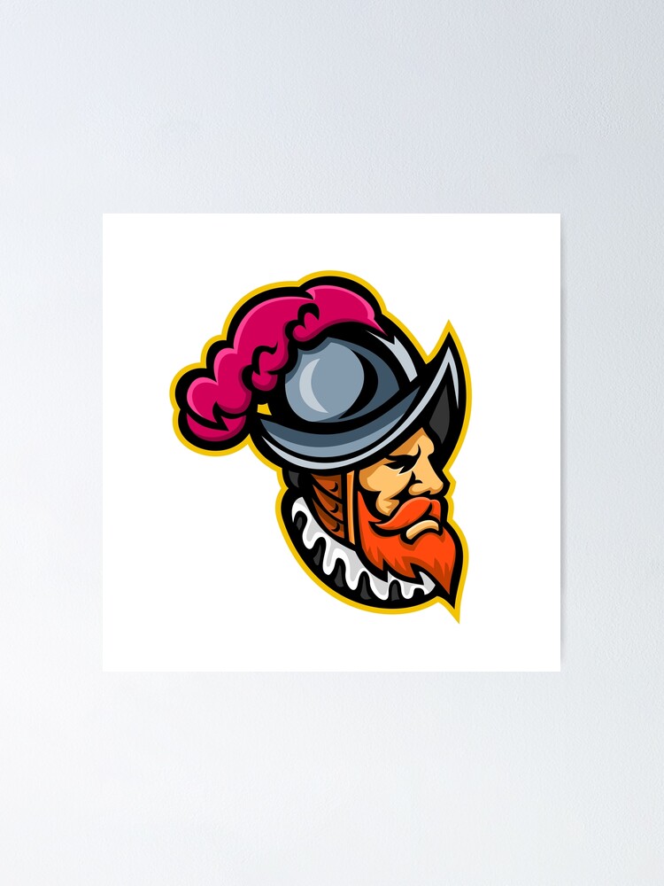 "Spanish Conquistador Head Mascot" Poster by patrimonio | Redbubble