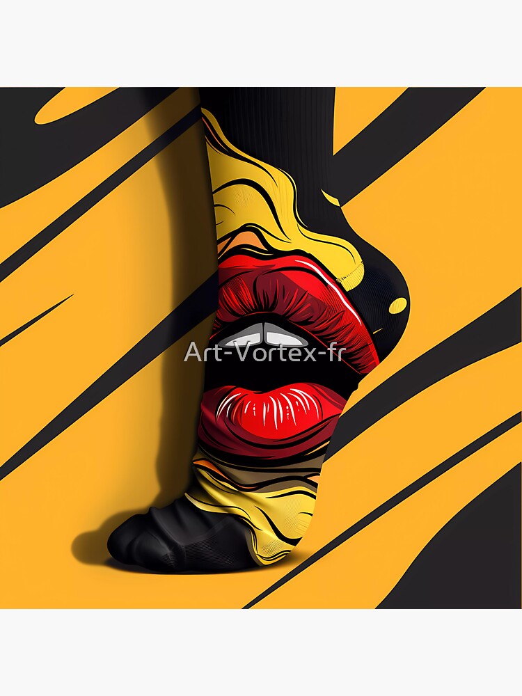 ""Pop Art Seduction: Red Lips on Midnight and Sunrise"" Sticker by Art-Vortex-fr | Redbubble