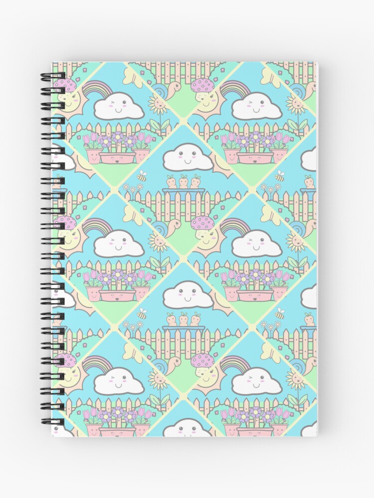 Cute Pastel Kawaii Garden Diamond Tile Journal - Triplicate