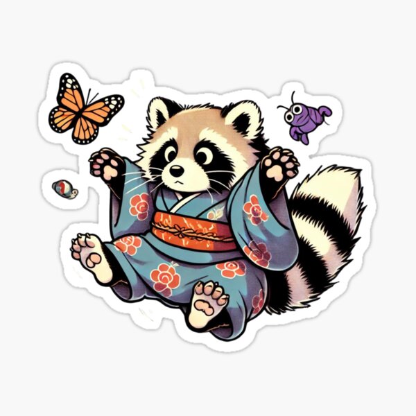"Japanese Raccoon anime style" Sticker for Sale by KarolRuszczyk ...