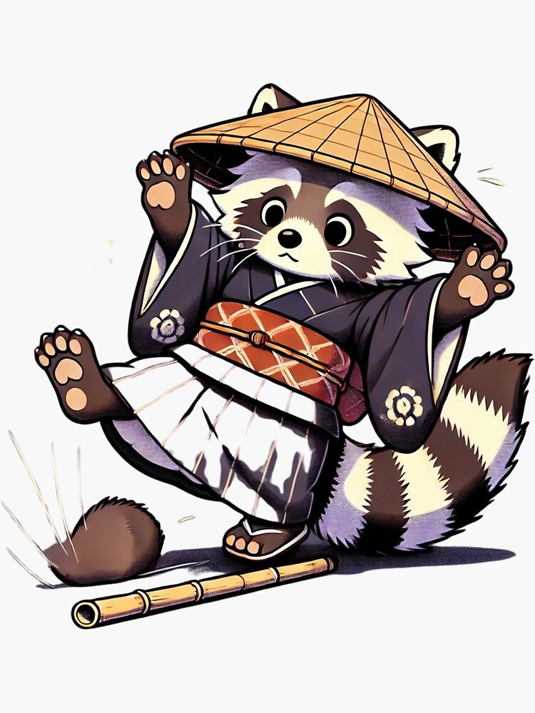 "Japanese Raccoon anime style" Sticker for Sale by KarolRuszczyk ...