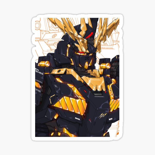 "Banshee Full Armor Unicorn Gundam Art - Anime Mecha Design" Sticker ...