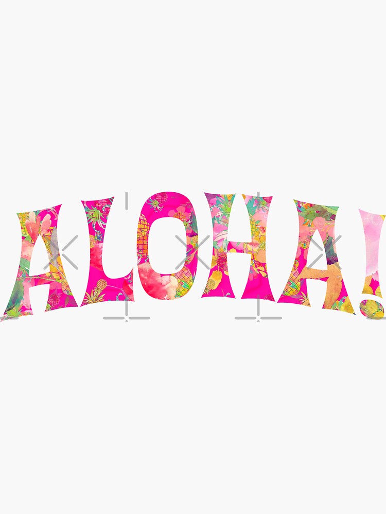 "Aloha Typography, Hot Pink" Sticker for Sale by PixDezines | Redbubble