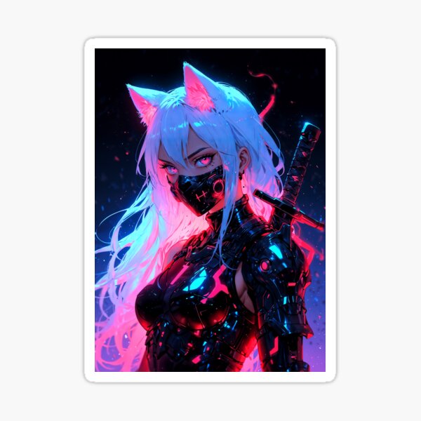 "Masked Cyborg Girl" Sticker for Sale by Armagedong | Redbubble