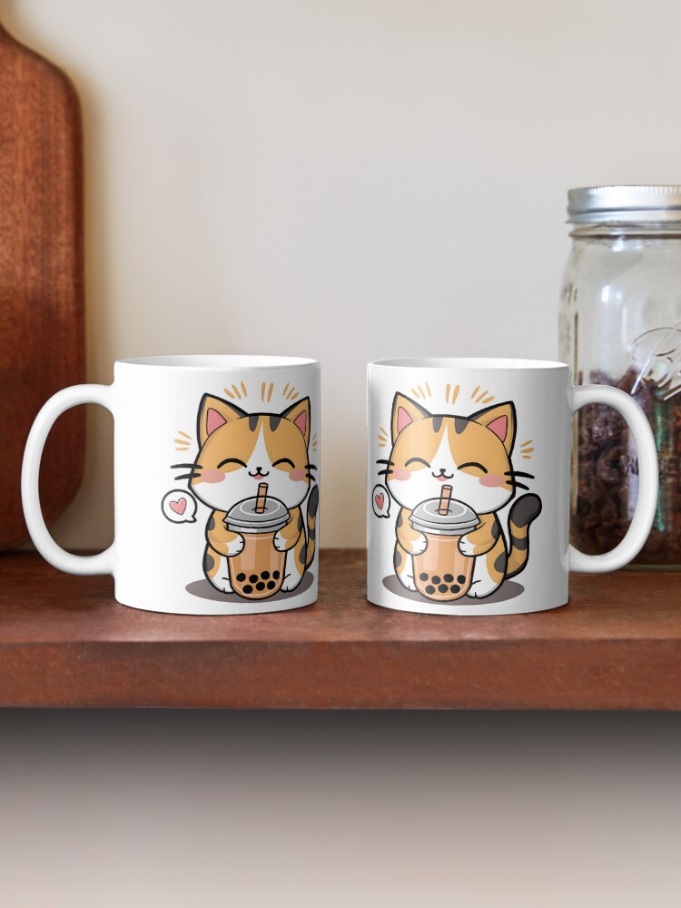 "Kawaii Cat with Bubble Tea" Coffee Mug for Sale by Serbin | Redbubble