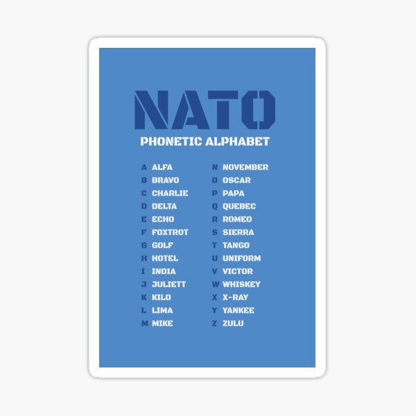 "NATO Phonetic Alphabet A to Z" Sticker for Sale by AnnSign | Redbubble