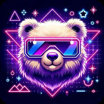"Cyber Neon Bear" Sticker by AmigosFurEver | Redbubble