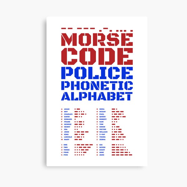 "Police Phonetic Alphabet Chart and Morse Code" Canvas Print for Sale ...