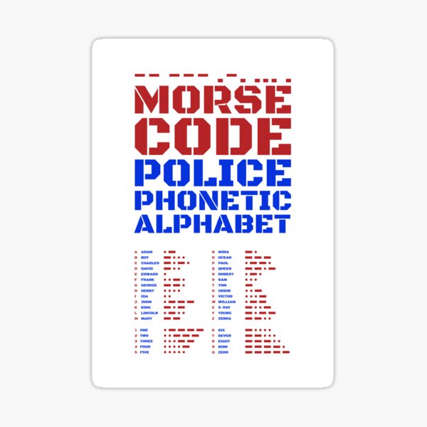 "Police Phonetic Alphabet Chart and Morse Code" Sticker for Sale by ...