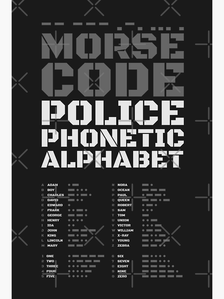"Police Phonetic Alphabet Adam to Zebra Morse Code" Sticker for Sale by ...