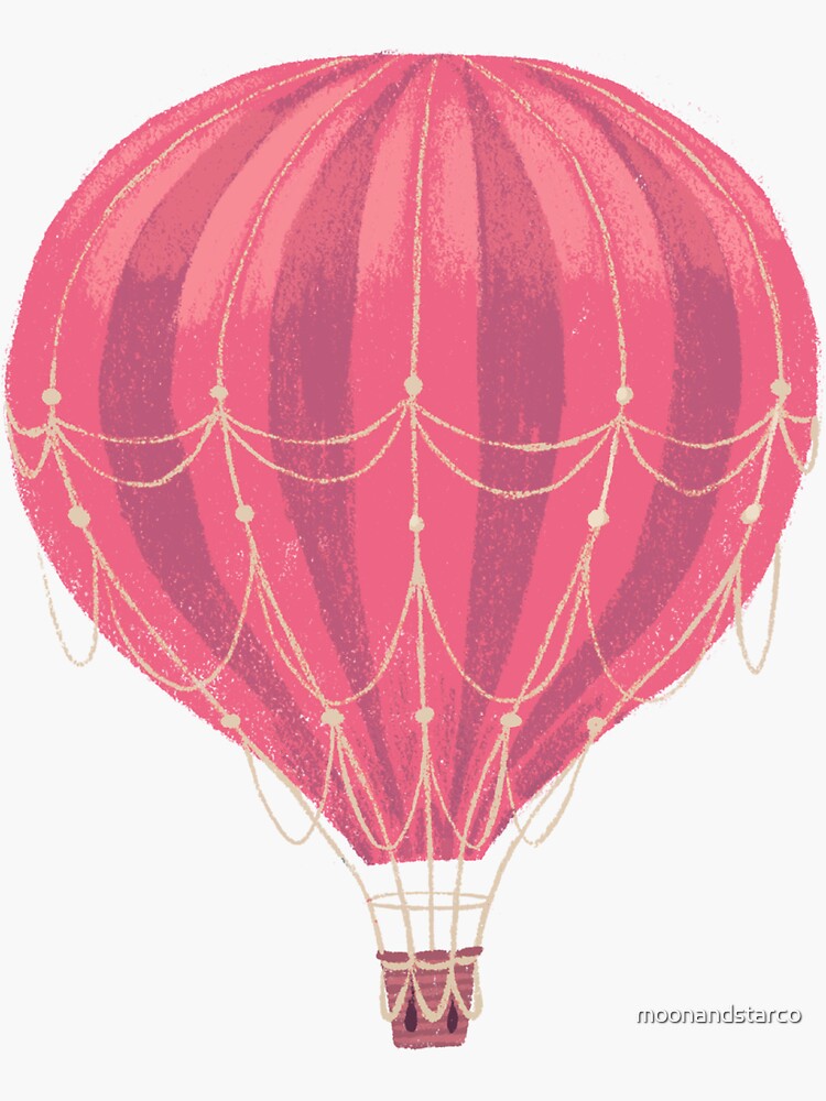 "Pink Hot Air Balloon " Sticker for Sale by moonandstarco | Redbubble