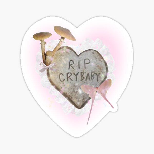 "rip crybaby heart mushrooms print" Sticker for Sale by f4eariespitz ...