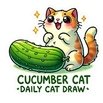 "Cucumber Cat Daily Cat Draw Sticker" Sticker for Sale by Skaaawith ...