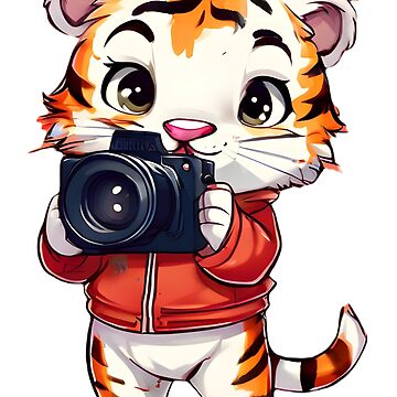 "Tiger With Camera " Sticker for Sale by CologyArt | Redbubble