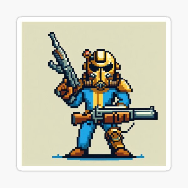 "Fallout Golden Power Armor Helmet Pixel Art" Sticker for Sale by ...