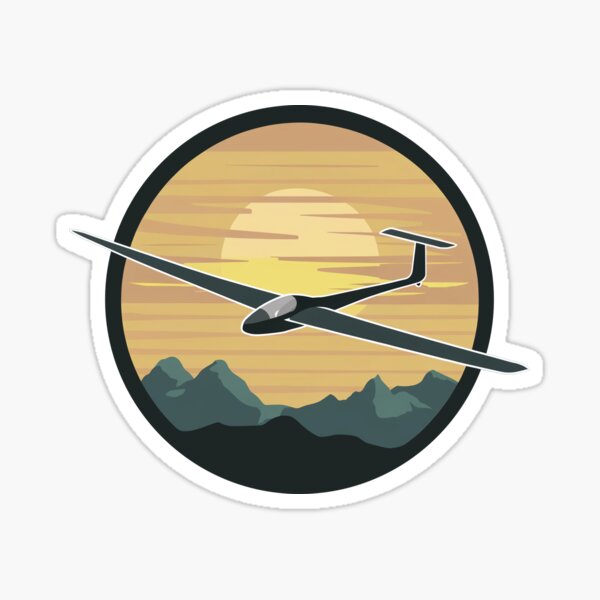 "Glider Plane Pilot Sailplane Biplane aerial floating soaring" Sticker ...