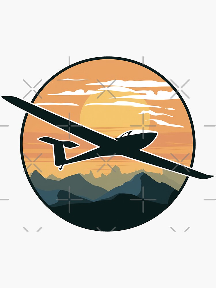 "Glider Plane Pilot Sailplane Biplane aerial floating soaring" Sticker ...