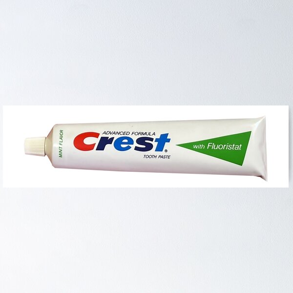 "Vintage tube of Crest Toothpaste 1980s" Poster for Sale by designdog ...