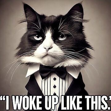 "Funny Tuxedo Cat Meme - I Woke Up Like This" Sticker for Sale by CatmemesArt | Redbubble