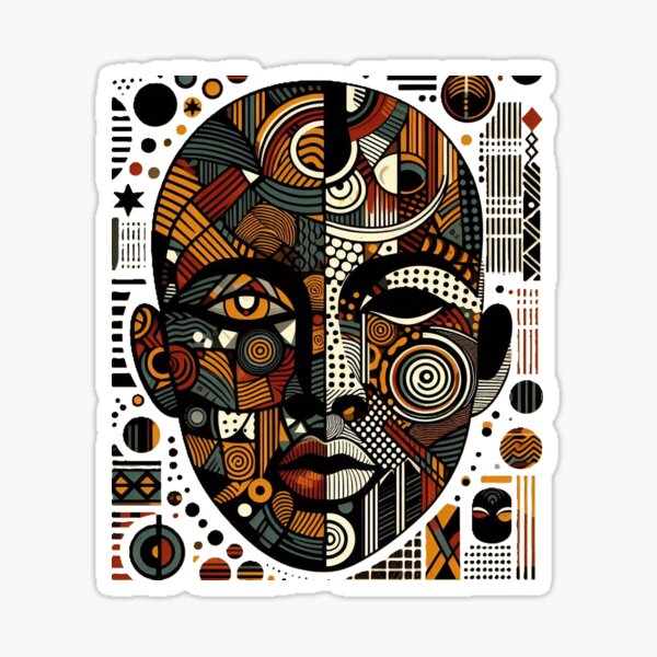 "African Print Face" Sticker for Sale by Lummiek | Redbubble