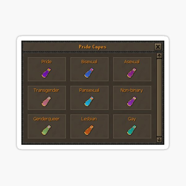 "OSRS Pride Cape Menu 2024 " Sticker for Sale by kognia | Redbubble