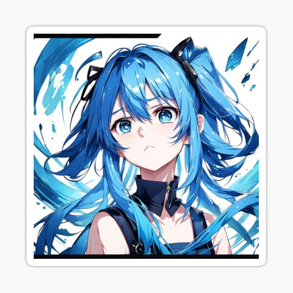 "Anime Girl With Blue Hair" Sticker for Sale by AnimeRay | Redbubble