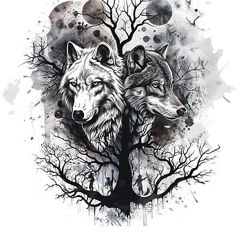 "Two Wolf" Sticker for Sale by Faushteyn | Redbubble
