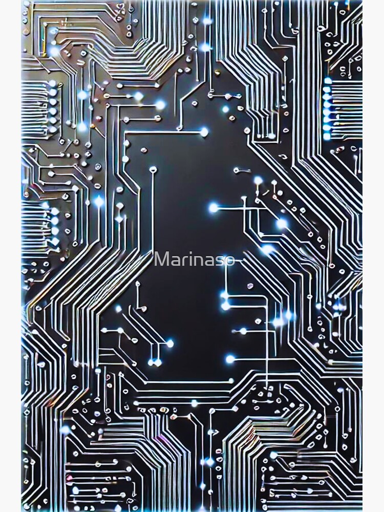 "Luminous Electronic Circuit" Sticker by Marinaso | Redbubble